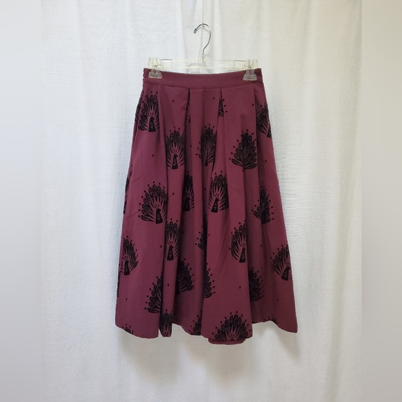 Modcloth | Skirts | Modcloth Eggplant Purple Midi Skirt Black Velvet ...